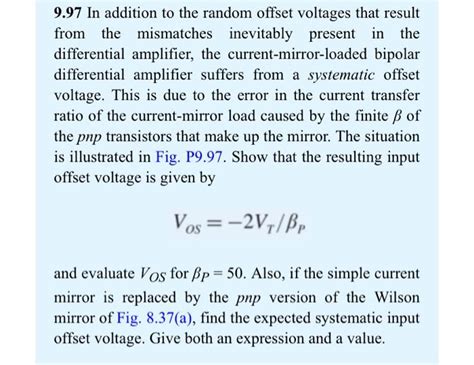 Solved 997 In Addition To The Random Offset Voltages That