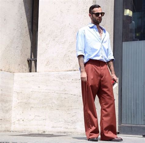 Mens Wide Leg Trousers Moda Broekpatroon