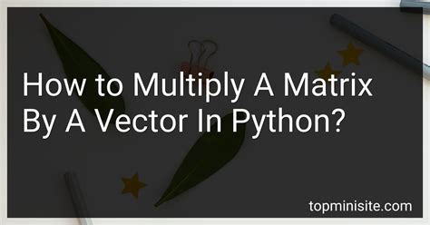 How To Multiply A Matrix By A Vector In Python In 2024