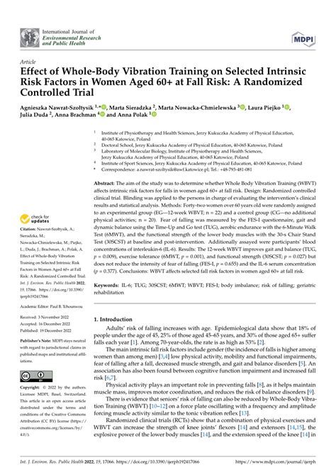 Pdf Effect Of Whole Body Vibration Training On Selected Intrinsic
