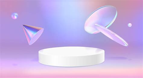3d 홀로그램 포디움과 추상적인 파스텔 배경 무료 벡터