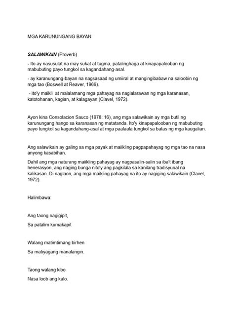 Salawikain Paksain Bugtong Pdf