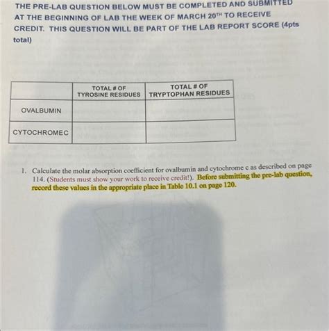Solved The Pre Lab Question Below Must Be Completed And