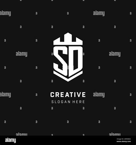 Sd Monogram Logo Initial With Crown And Shield Guard Shape Style Vector