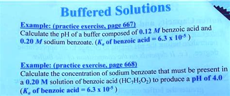 SOLVED: Buffered Solutions Example: (practice exercisepage 6622 Calculate the pH of a buffer of ...
