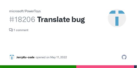 Translate Bug · Issue 18206 · Microsoftpowertoys · Github