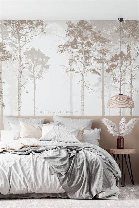 Модные обои с деревьями на заказ | bedroom interior design with trees ...
