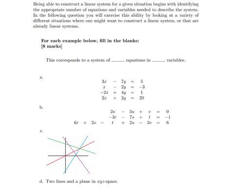 Solved Being Able To Construct A Linear System For A Given