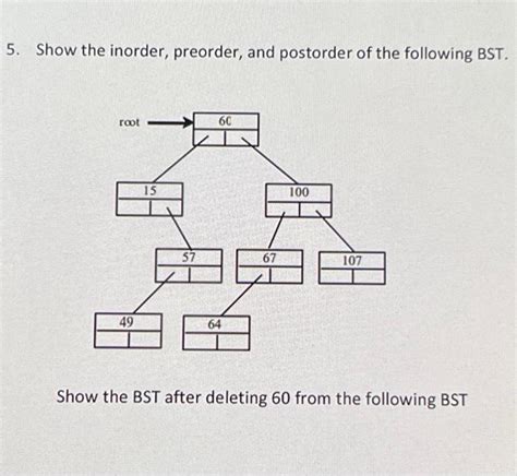 Solved 5 Show The Inorder Preorder And Postorder Of The
