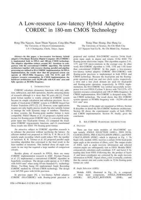 Pdf A Low Resource Low Latency Hybrid Adaptive Cordic In 180 Nm Cmos