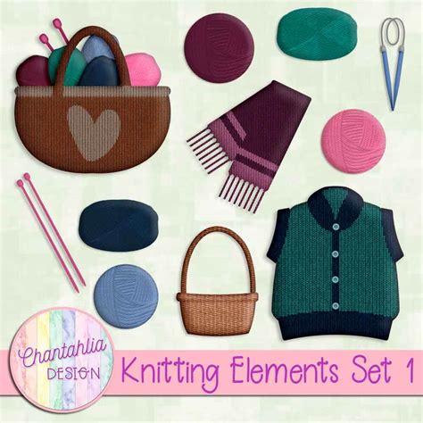Free Knitting Design Elements For Digital Scrapbooking