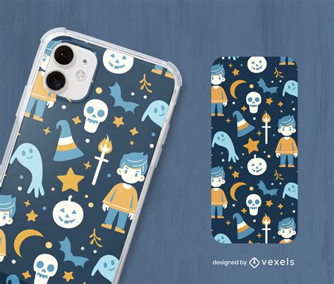 Cute Halloween Pattern Phone Case Design Vector Download