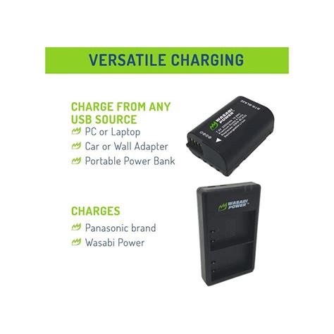 Wasabi Power Battery 2 Pack And USB C Dual Battery Charger For Panasonic DMW BLK22 Auckland