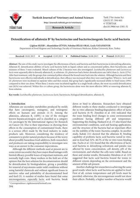 Pdf Detoxification Of Aflatoxin B1 By Bacteriocins And