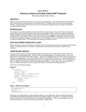 Fillable Online Most Common SAS Statements Functions And