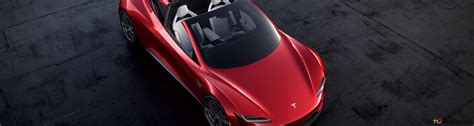 Red Convertible Tesla Roadster On The Road 4k Wallpaper Download