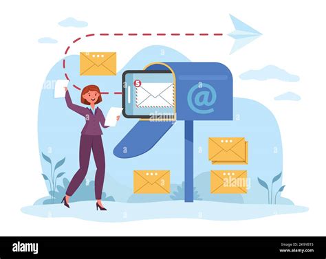 E Mail Digital Letter Internet Text Broadcast Woman Mail Sending And