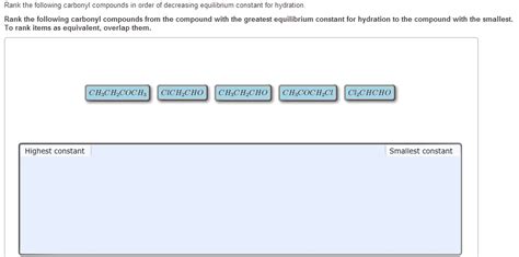 Solved Rank The Following Carbonyl Compounds In Order Of