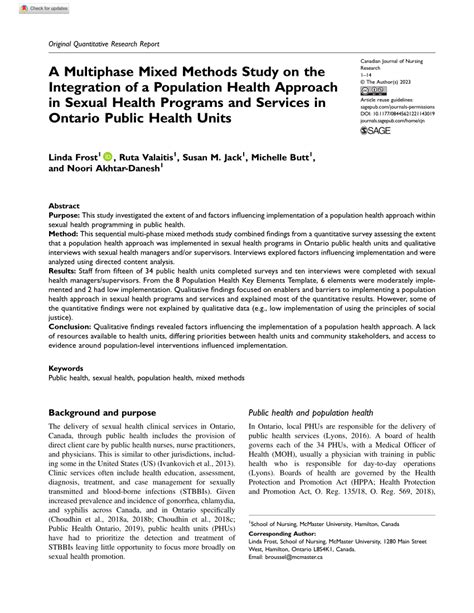 PDF A Multiphase Mixed Methods Study On The Integration Of A Population Health Approach In