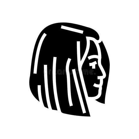 Blunt Bob Hairstyle Glyph Icon Vector Illustration Stock Vector