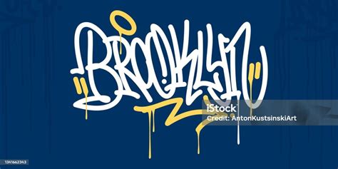 추상 힙합 손 필기 어반 스트리트 아트 그래피티 스타일 워드 브루클린 벡터 일러스트 아트 브루클린 뉴욕에 대한 스톡 벡터 아트