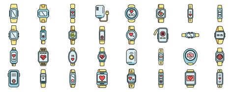 Wearable Tracker Icons Set Color Line 46038404 Vector Art At Vecteezy