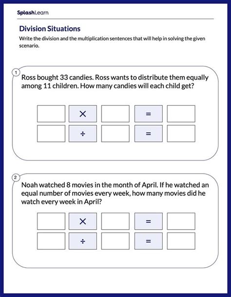 Model The Division Scenarios Worksheet Printable Maths Sheet