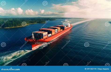 Import Export Container Ship On The Sea Ai Generative Stock