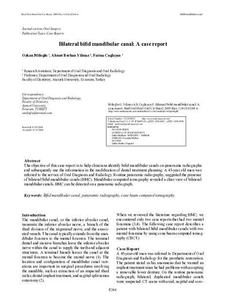 Pdf Bilateral Bifid Mandibular Canal A Case Report