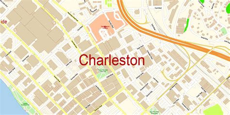 Charleston West Virginia Us Map Vector Exact City Plan Detailed Street