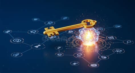 Golden Key To Network Access A Golden Key Unlocks A Glowing Network