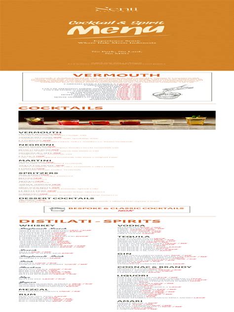 Cocktail And Spirit Menu Pdf