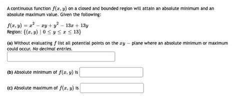 solved a continuous function f x y on a closed and bounded
