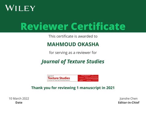 Pdf Certificate Of Reviewing Wiley Publisher