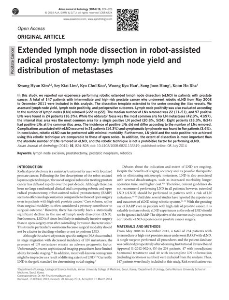 (PDF) Extended lymph node dissection in robot-assisted radical ...