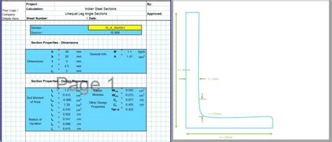 Angle Section Properties Calculator Spreadsheet Civilweb Spreadsheets