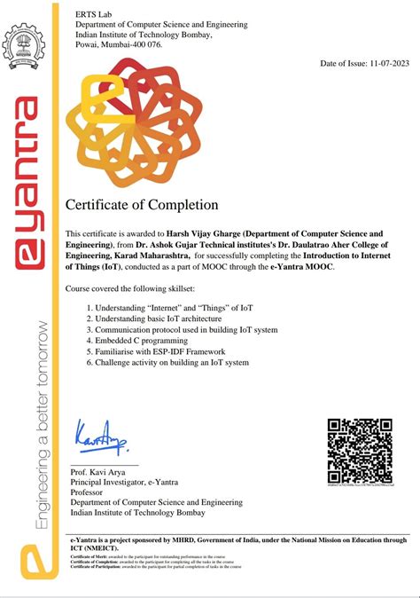 Harsh Gharge On Linkedin Iot Certificateofcompletion