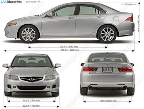 CAR Blueprints Acura TSX Blueprints Vector Drawings Clipart And Pdf Templates