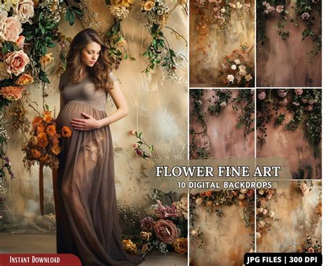 Flower Digital Backdrop Overlay Maternity Backdrop Digital Floral