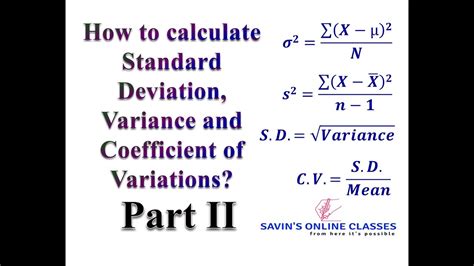 Calculate Standard Deviation Variance And Coefficient Of Variation At