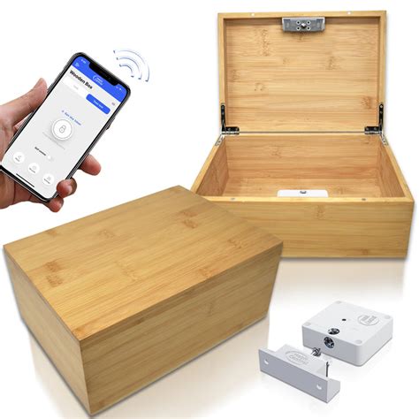 Wooden Time Lock Box App Controlled Timed Locking Container Habit Control