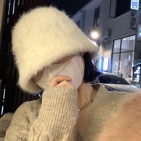 레이디23 얼굴소멸 솜사탕 앙고라 벙거지 버킷햇 연예인 겨울 퍼 모자