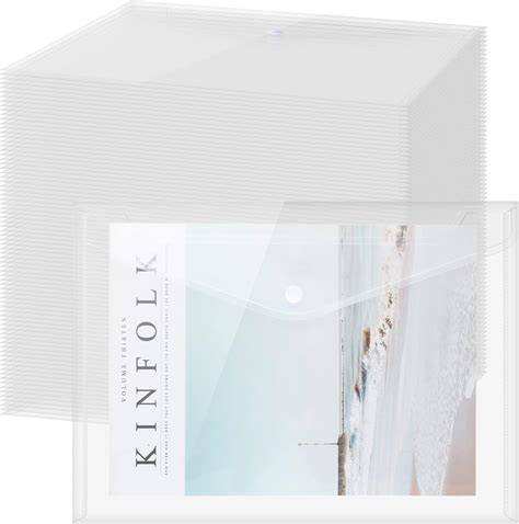 Amazon Com Zhehao Pcs Clear Envelopes With Snap Button Closure A Letter Size Plastic