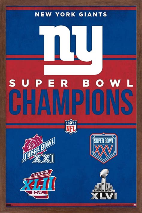 Nfl New York Giants Champions 23 Wall Poster 22375 X 34 Framed
