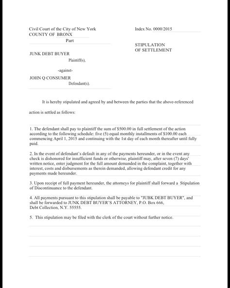 Stipulation Of Settlement The Law Offices Of Robert J Nahoum