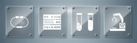 Set Robotic Robot Arm Hand Factory Test Tube And Flask Server Data