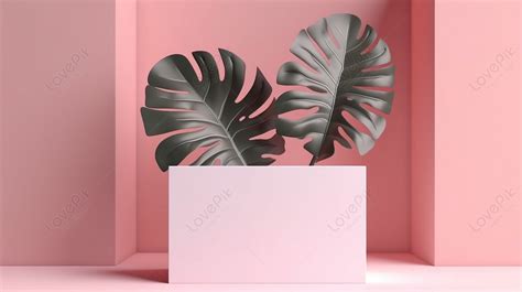 3d 렌더링 화려한 배경에 몬스테라 잎이 있는 세련된 분홍색 오픈 상자 모형 화려 배경 홍색 배경 판지 배경 이미지 Hd 화려 홍색 판지 배경 사진 무료