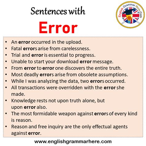 Sentences With Error Error In A Sentence In English Sentences For