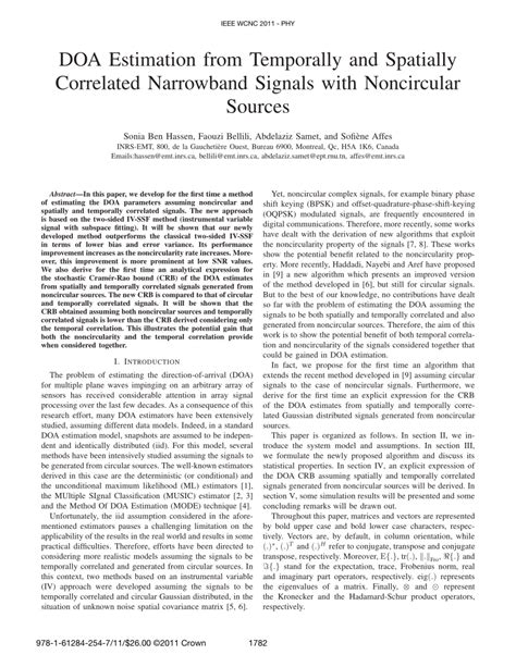 Pdf Doa Estimation From Temporally And Spatially Correlated
