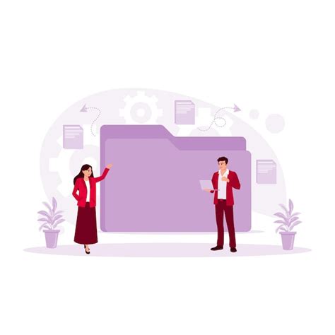 Premium Vector Entrepreneurs Search Manage And Store Document Data Files Online Database Concept